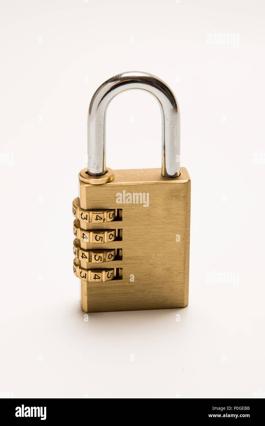 golden security padlock with key Stock Photo - Alamy