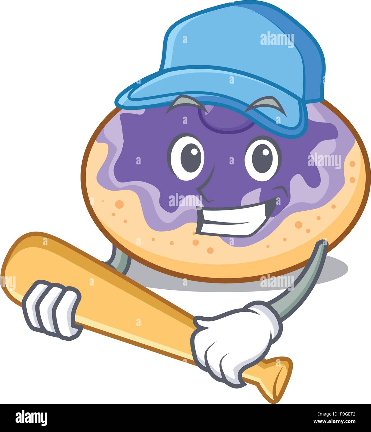 Playing baseball donut blueberry character cartoon Stock Vector Image ...