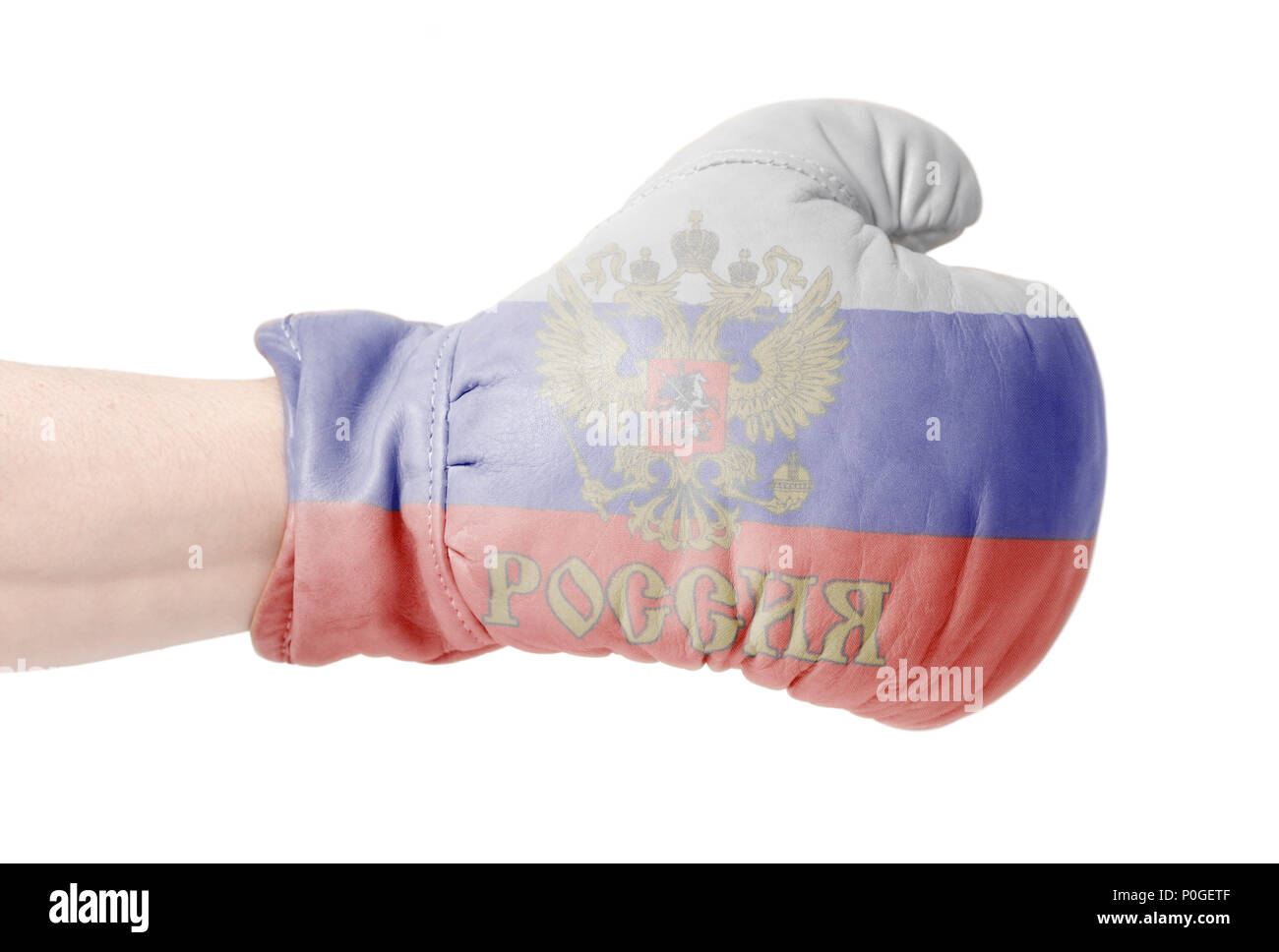 Russian Flag on boxing glove isolated on a white background Stock Photo ...