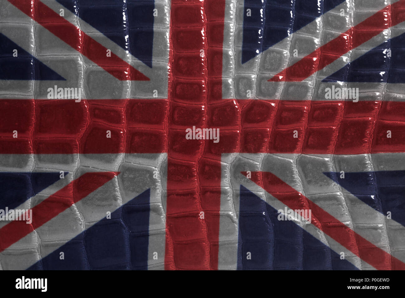 British flag on a snake skin leather texture background close up Stock ...