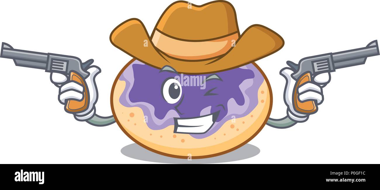 Cowboy donut blueberry character cartoon Stock Vector Image & Art - Alamy