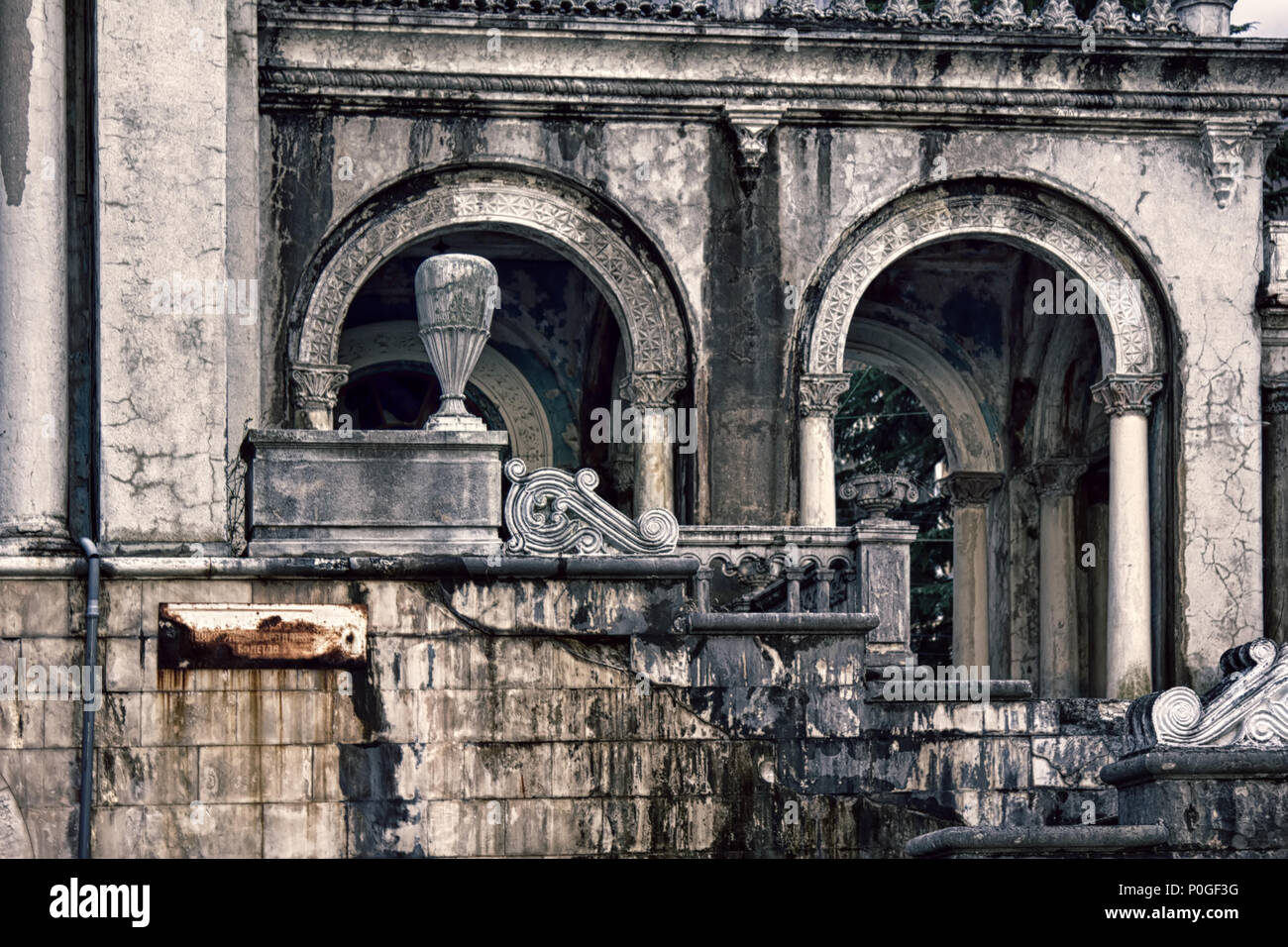Abandoned piece of antiquity, corner of Rome. Classical architectonics ...