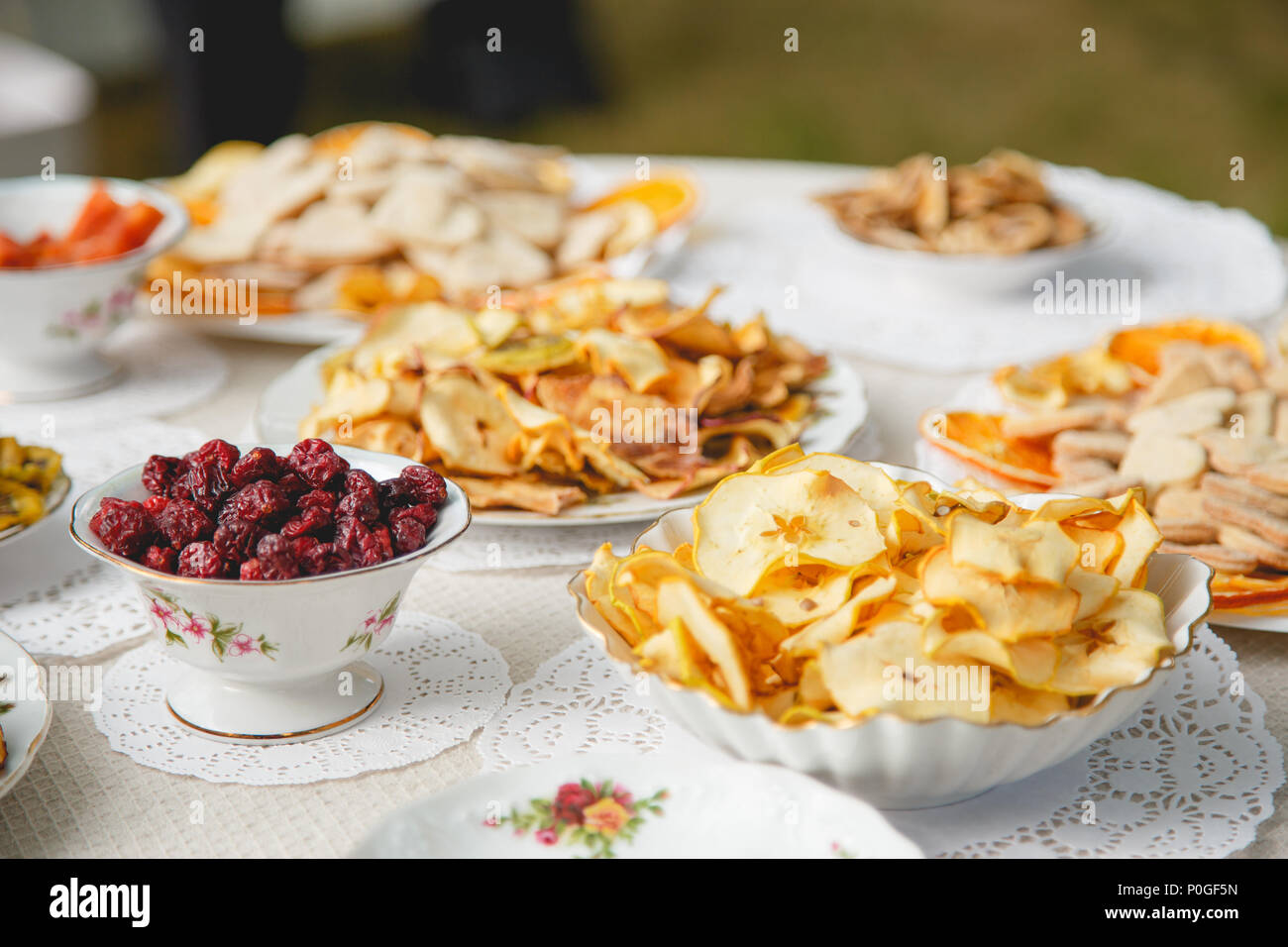 Healthy food: mix from dried fruits in bowl, selective focus Stock ...