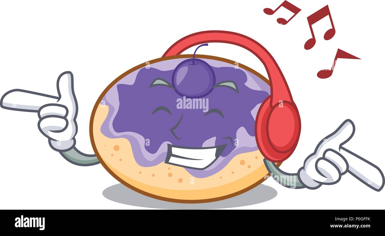 Listening music donut blueberry mascot cartoon Stock Vector Image & Art ...