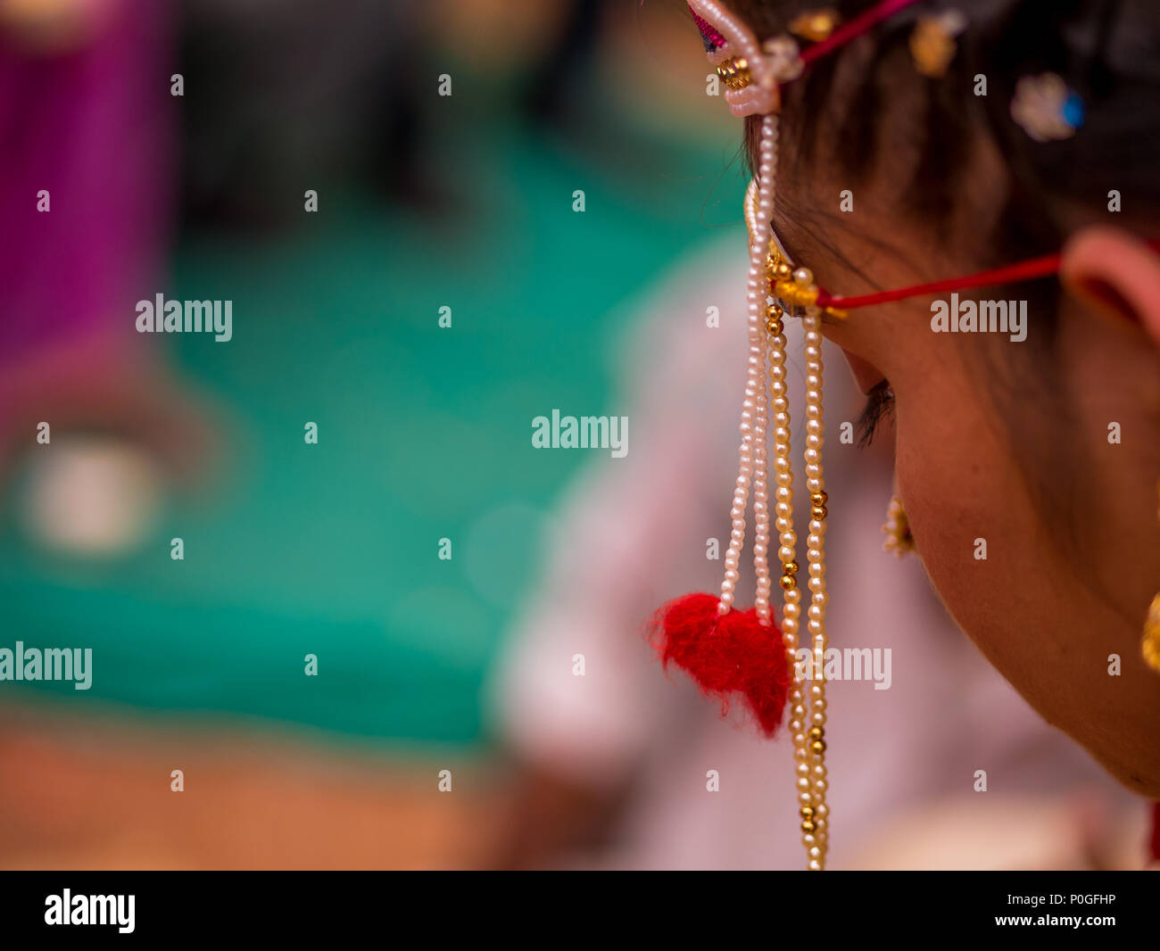 The close-up shot of Indian Maharashtrian bride with traditional ...