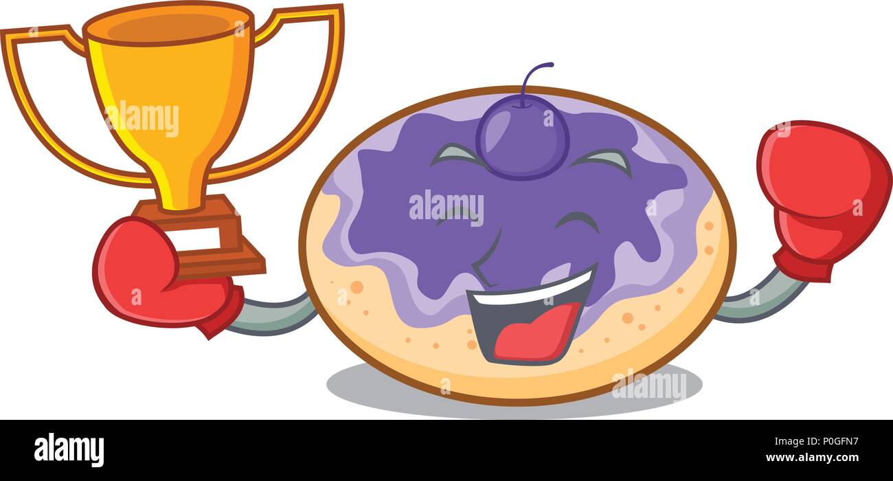 Boxing winner donut blueberry mascot cartoon Stock Vector Image & Art ...