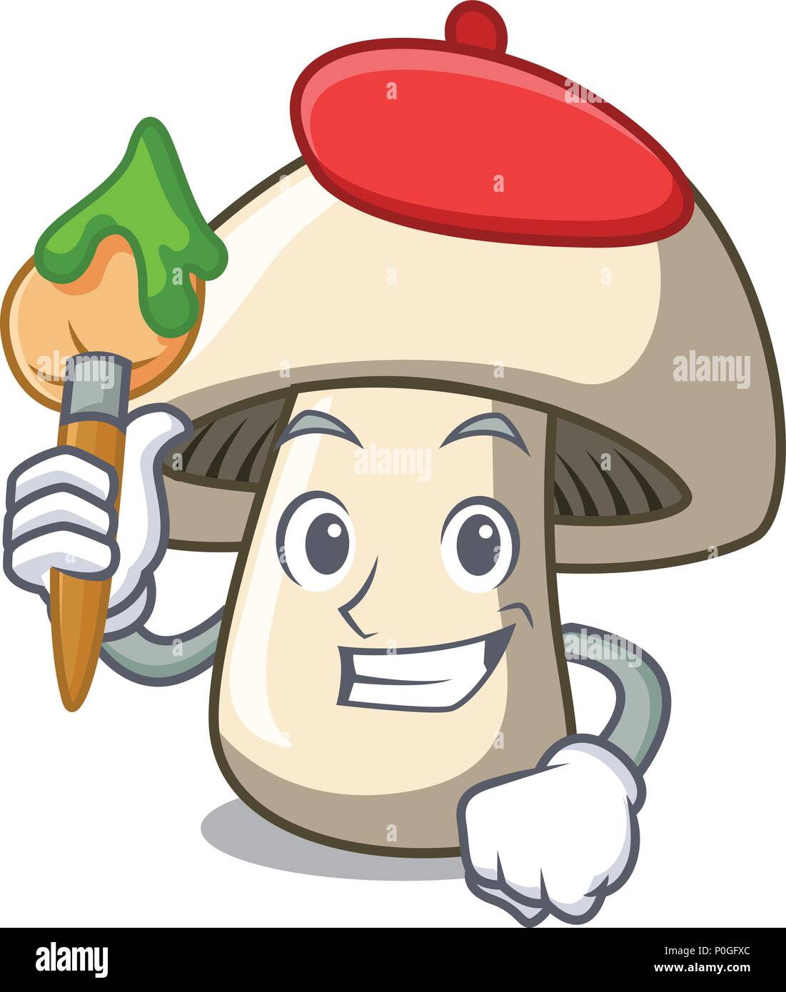 Artist champignon mushroom character cartoon Stock Vector Image & Art ...