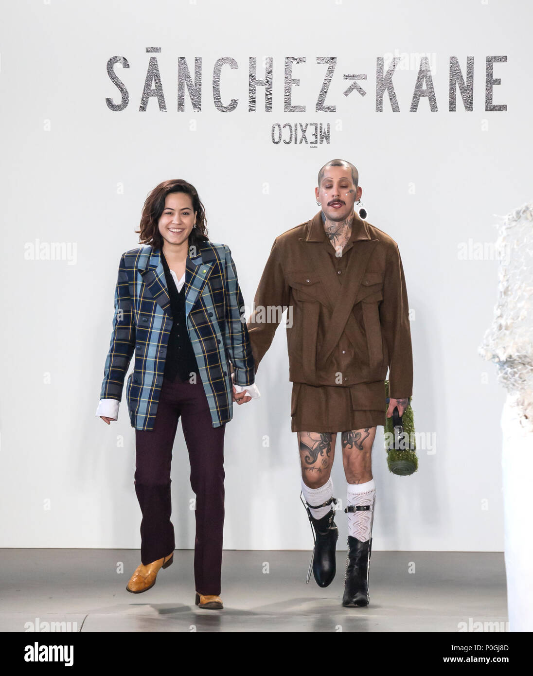 NEW YORK, NY - Feb 05, 2018: Designer Barbara Sanchez-Kane walks the ...