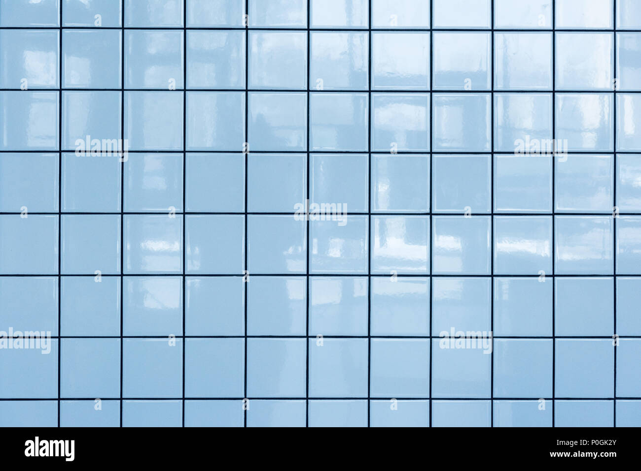 Blue glossy tiles wall pattern Stock Photo - Alamy