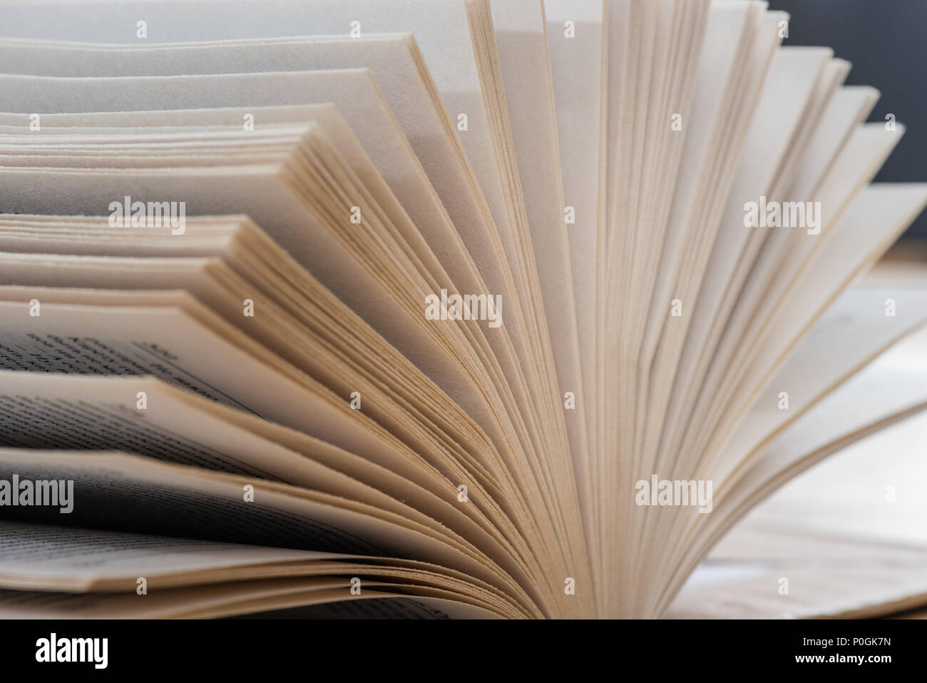 close up view of old paper pages of opened book Stock Photo - Alamy