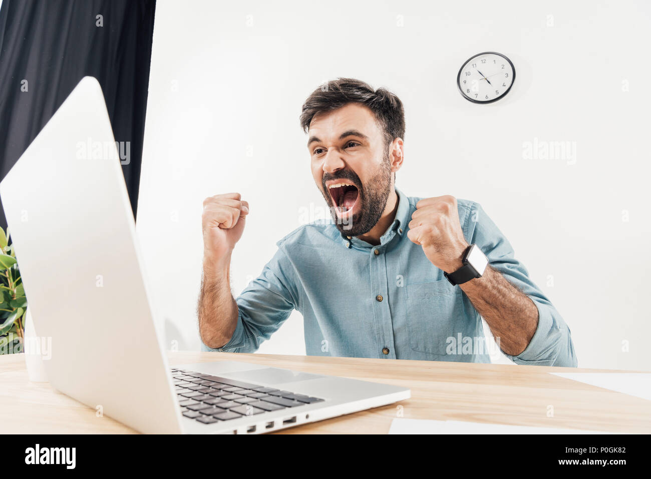 Excited Person On Computer