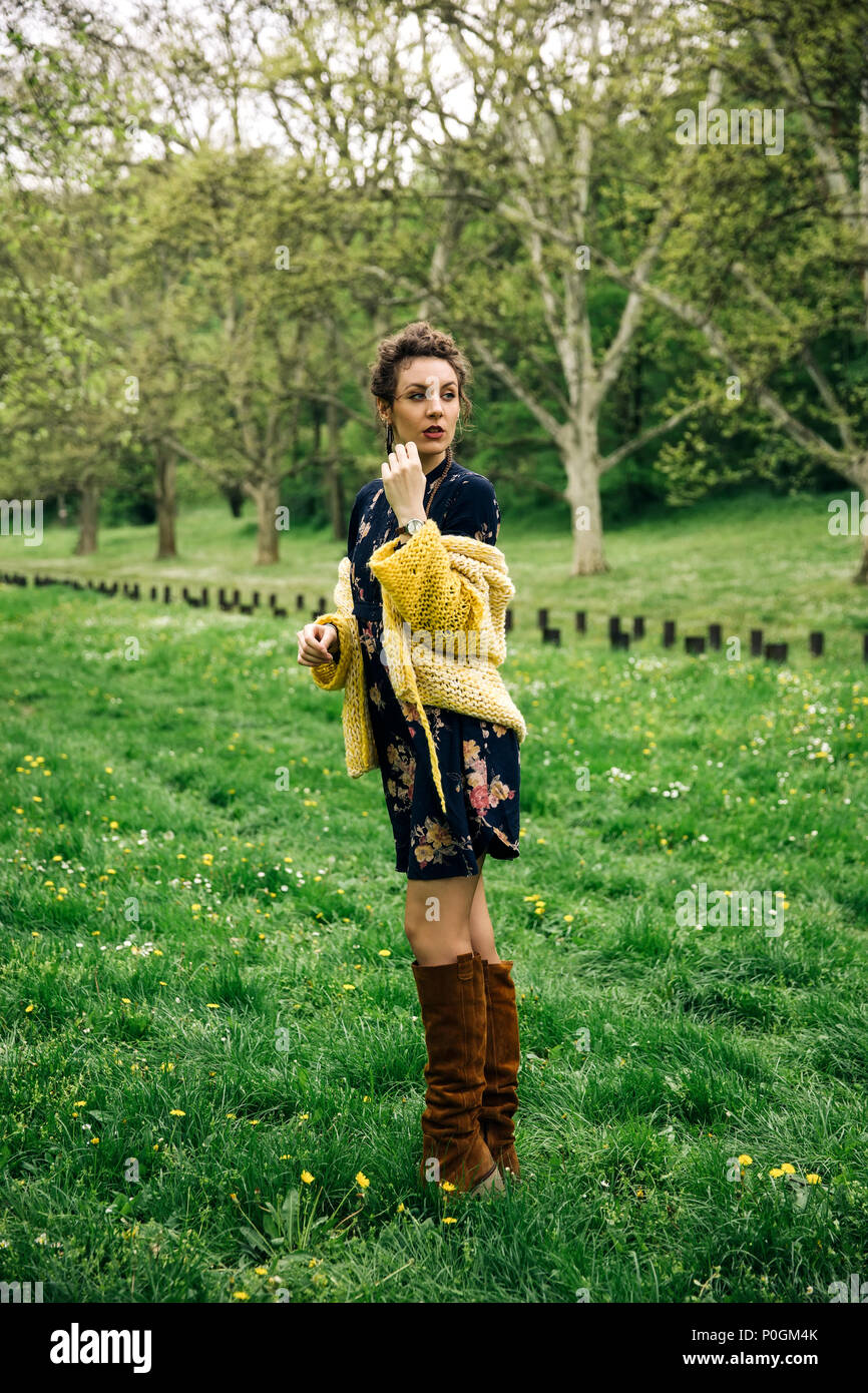 Beautiful woman wearing sweater posing hi-res stock photography and ...
