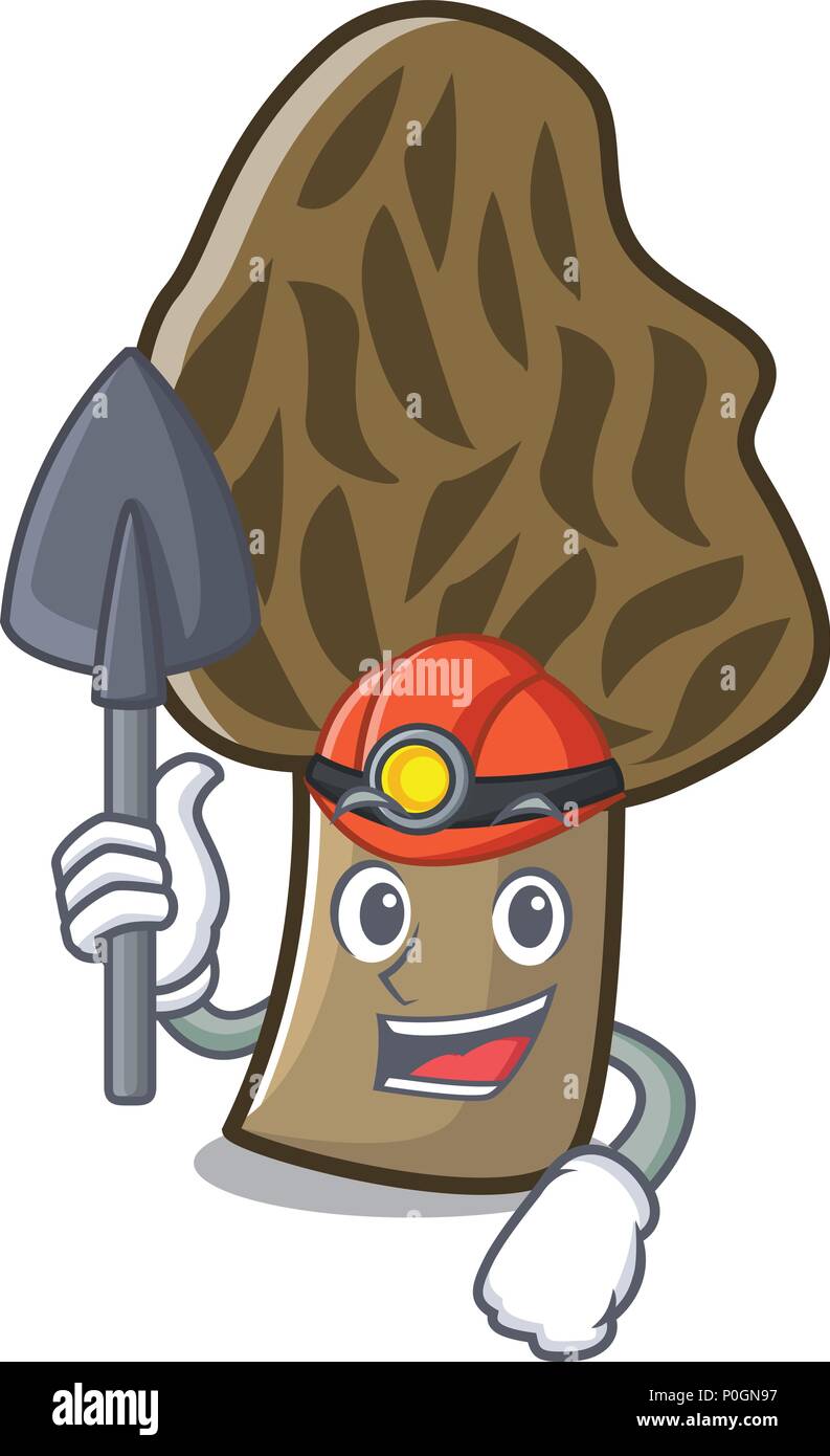 Miner morel mushroom mascot cartoon Stock Vector Image & Art - Alamy