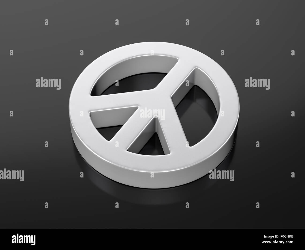 Metallic peace symbol on a black background. 3d illustration Stock ...