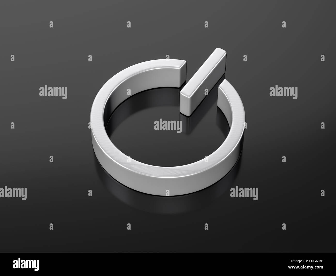 Metallic power symbol on a black background. 3d illustration Stock ...