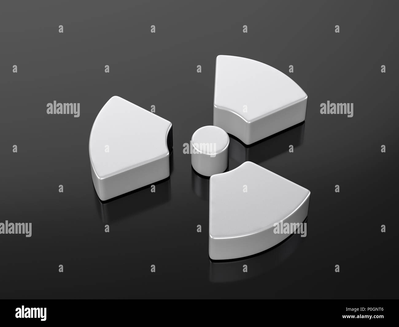 Metallic radiation symbol on a black background. 3d illustration Stock ...