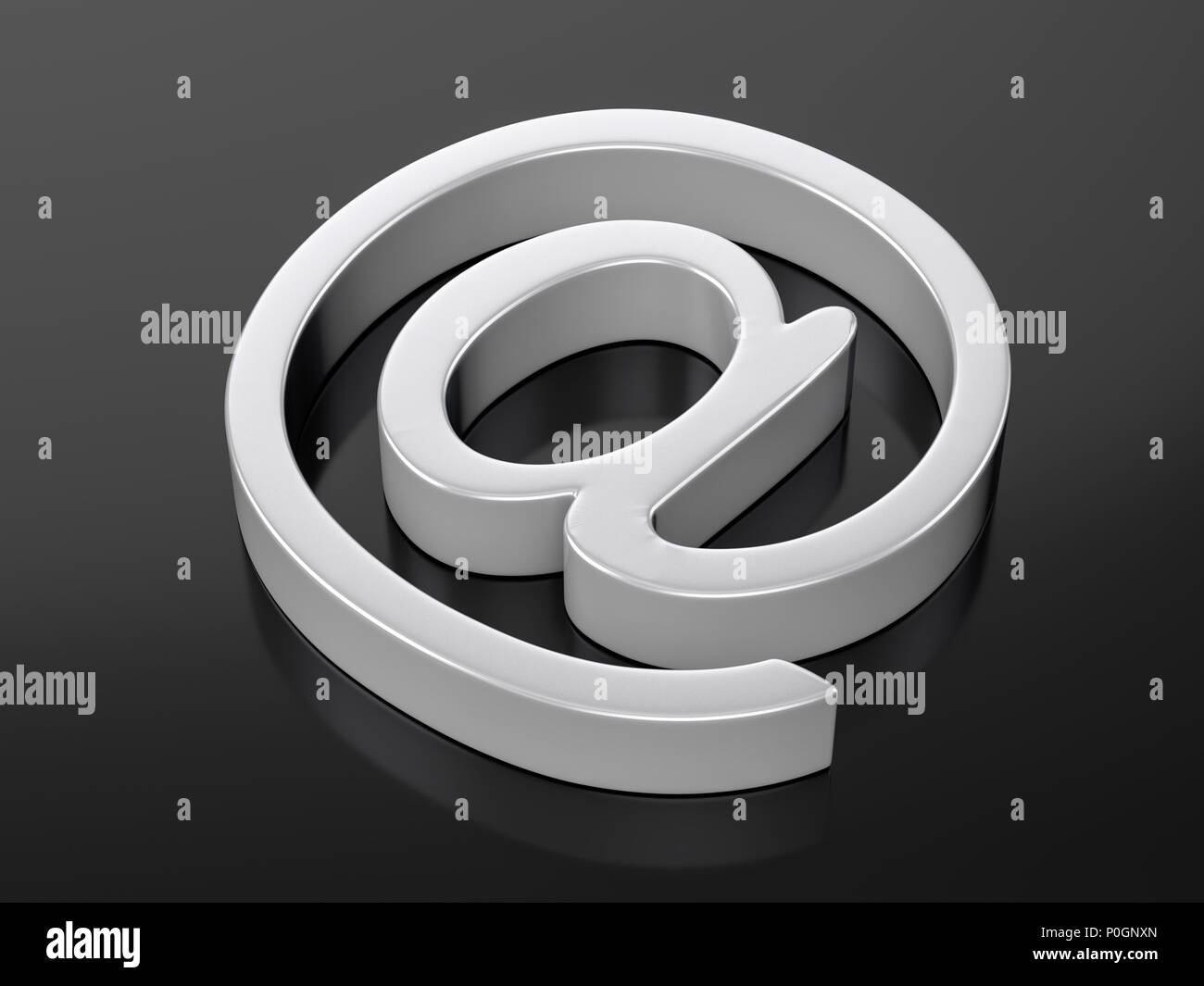 Metallic email symbol on a black background. 3d illustration Stock ...