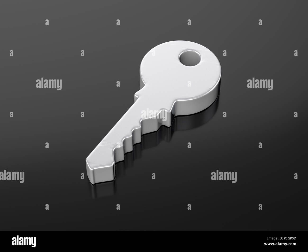 Metallic key symbol on a black background. 3d illustration Stock Photo ...
