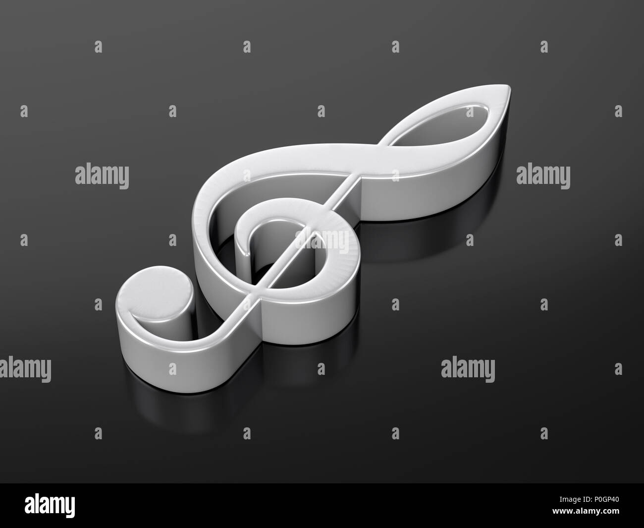Metallic music note symbol on a black background. 3d illustration Stock ...