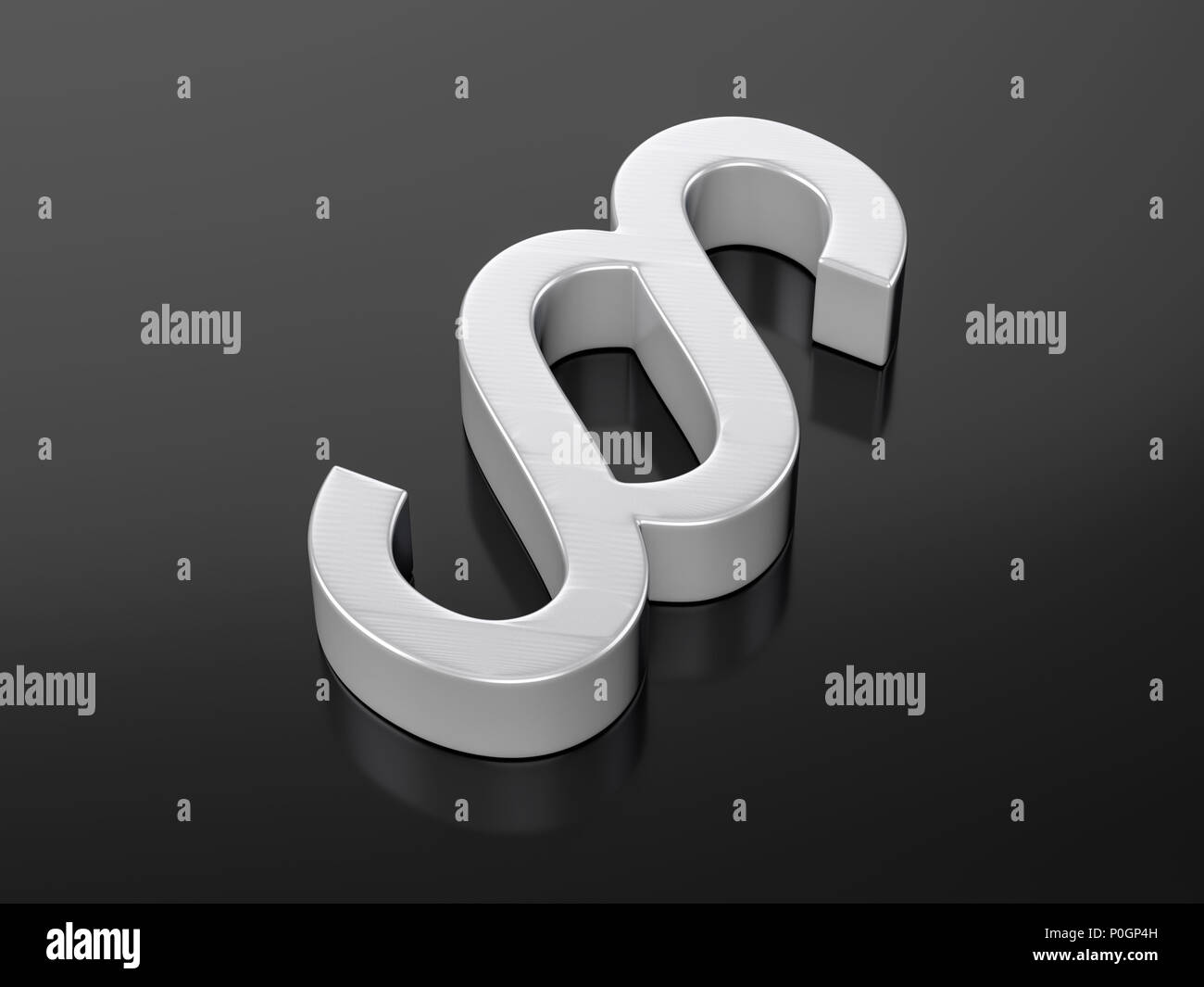 Metallic paragraph symbol on a black background. 3d illustration Stock ...