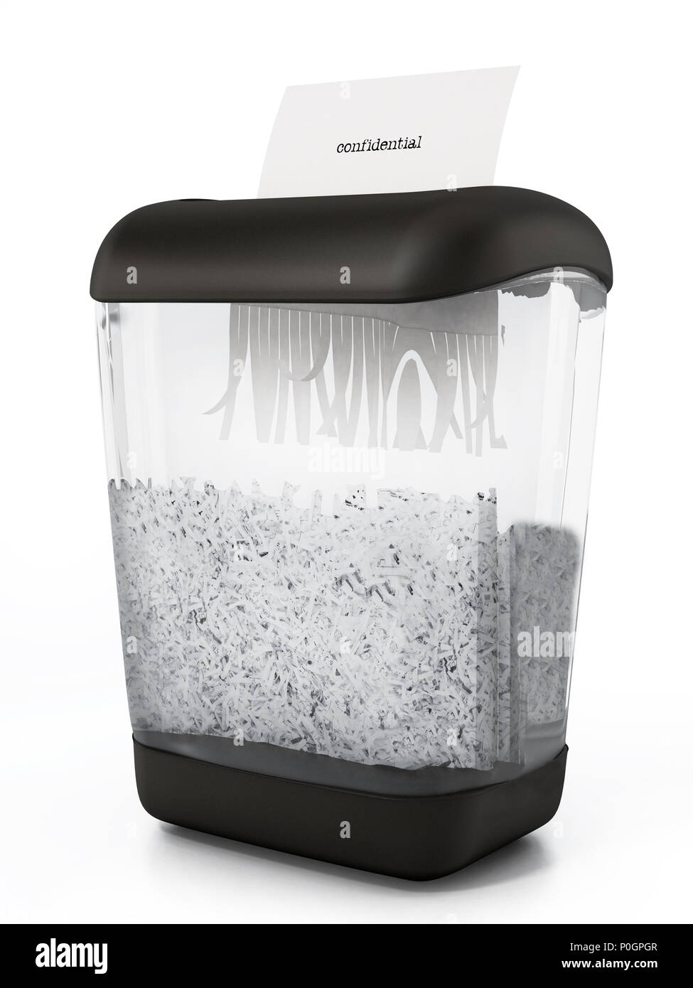 Paper shredder full of shredded paper. 3D illustration Stock Photo - Alamy