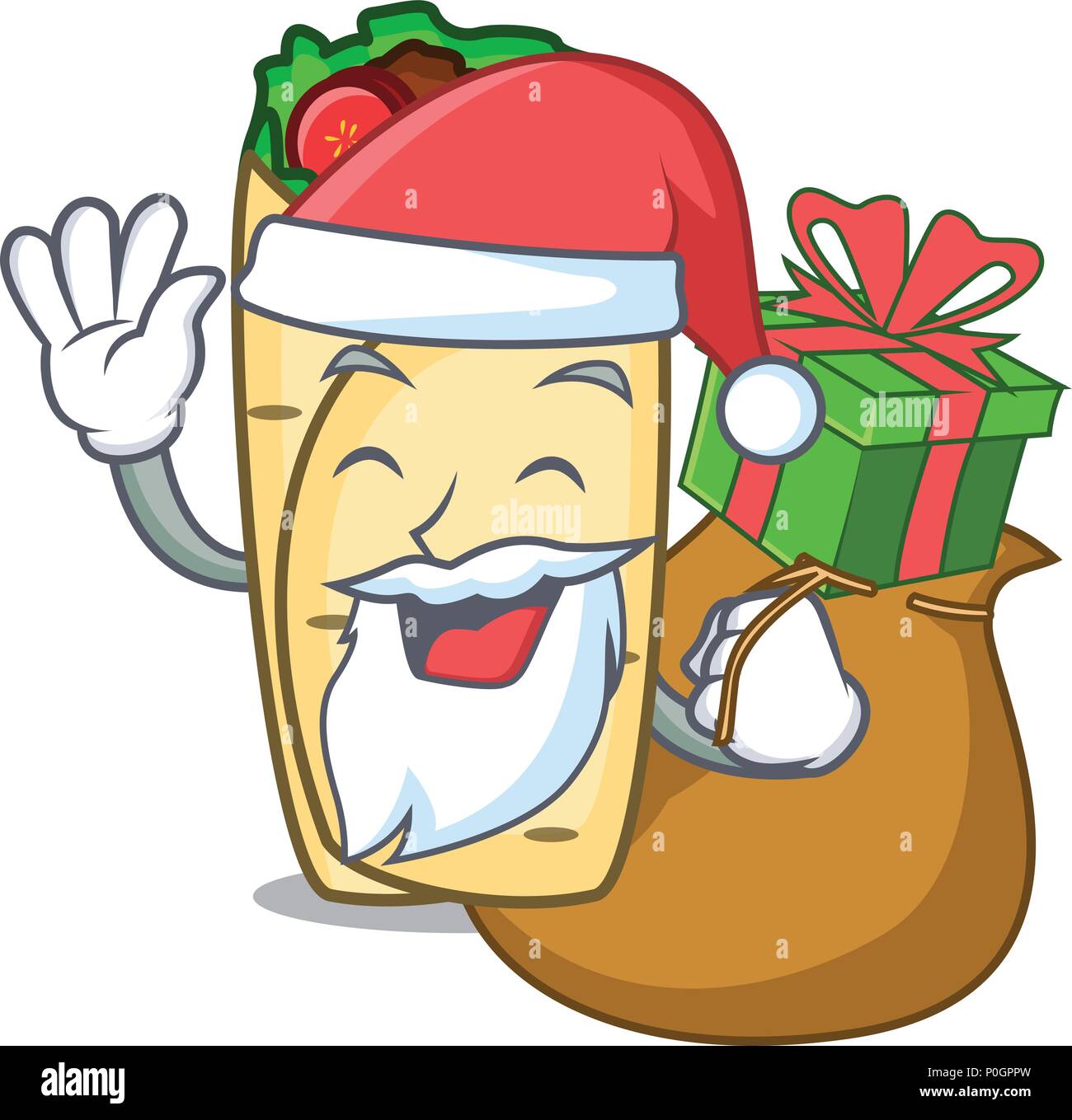 Santa with gift burrito mascot cartoon style Stock Vector Image & Art ...