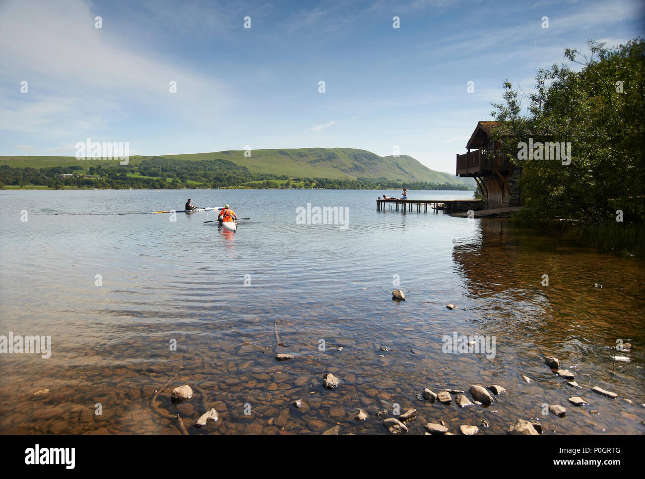 People Kayaking outside of The Duke of Portland Boathouse, near Pooley ...