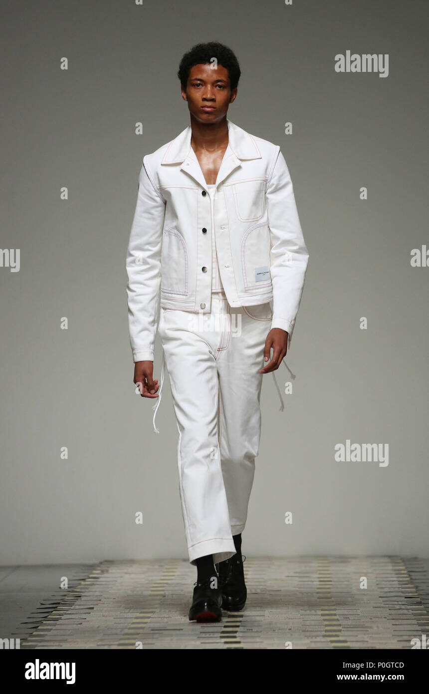 A model on the catwalk for the Daniel W. Fletcher show during London ...