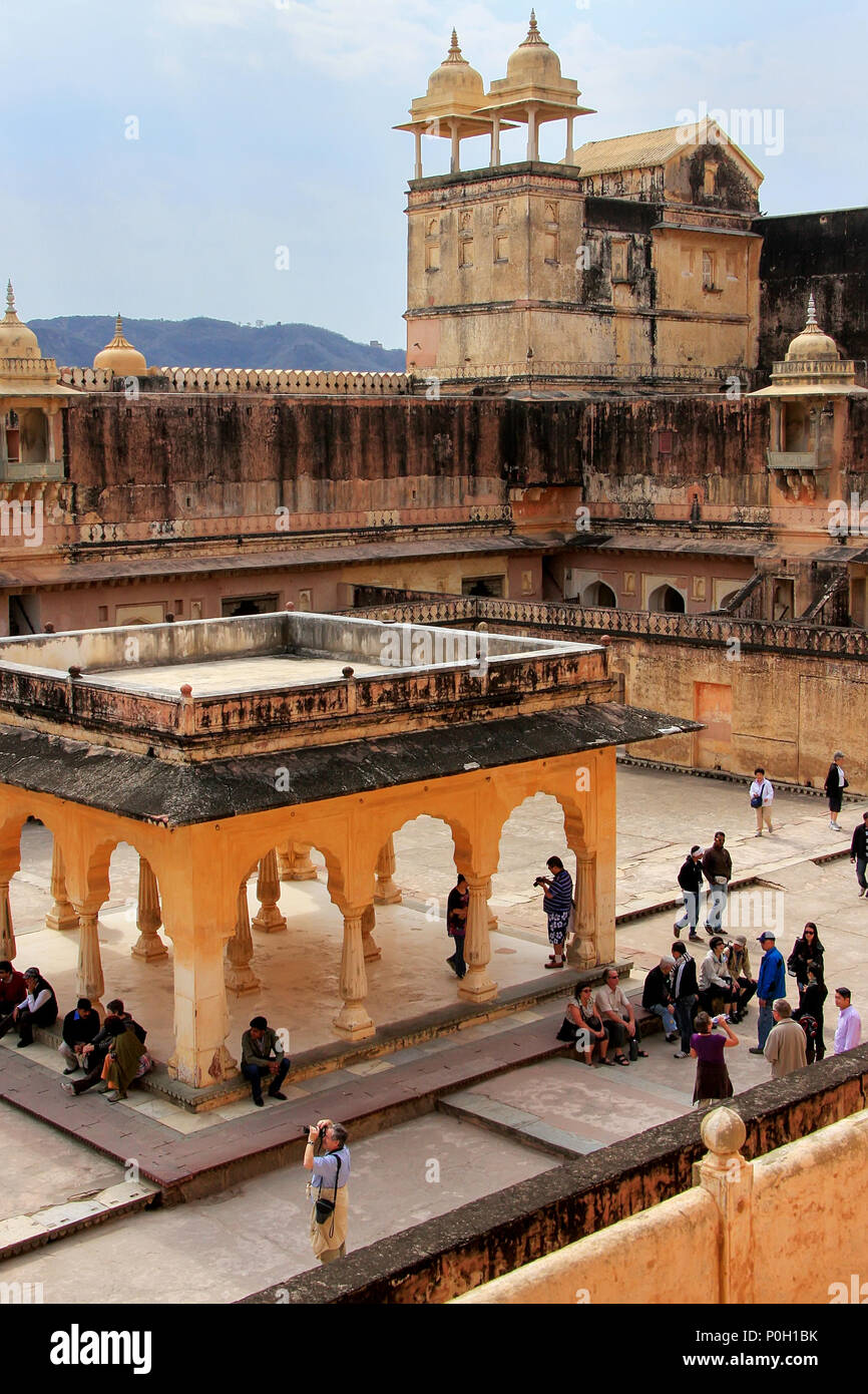 View of the fourth courtyard in Amber Fort near Jaipur, Rajasthan ...