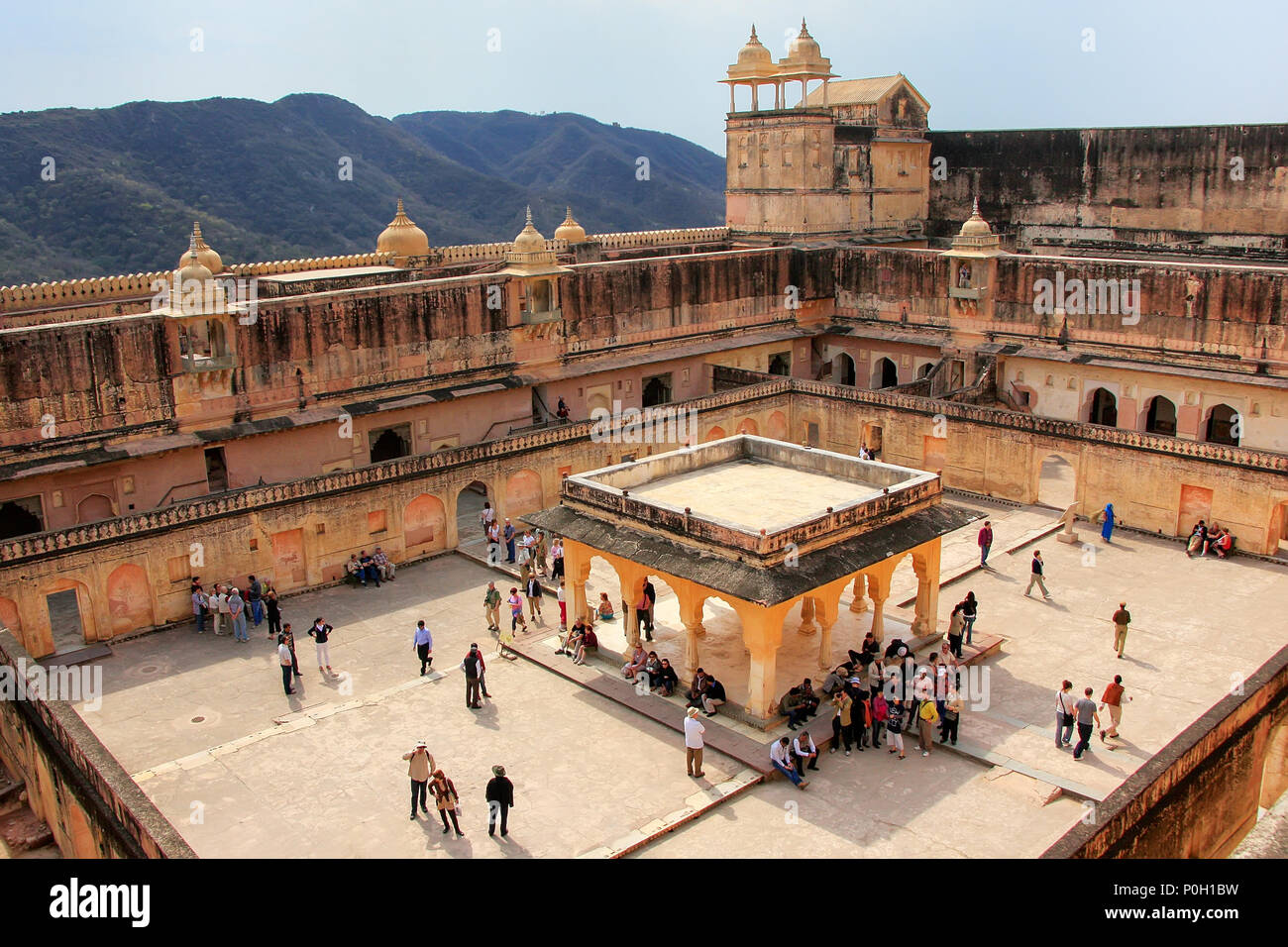 View of the fourth courtyard in Amber Fort near Jaipur, Rajasthan ...