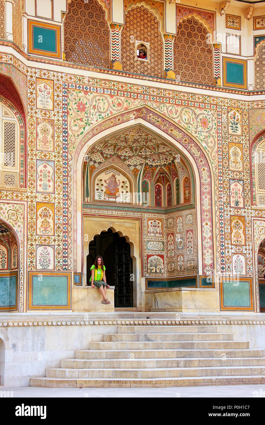 Ganesh Pol at Amber Fort near Jaipur, Rajasthan, India. Ganesh Pol was ...