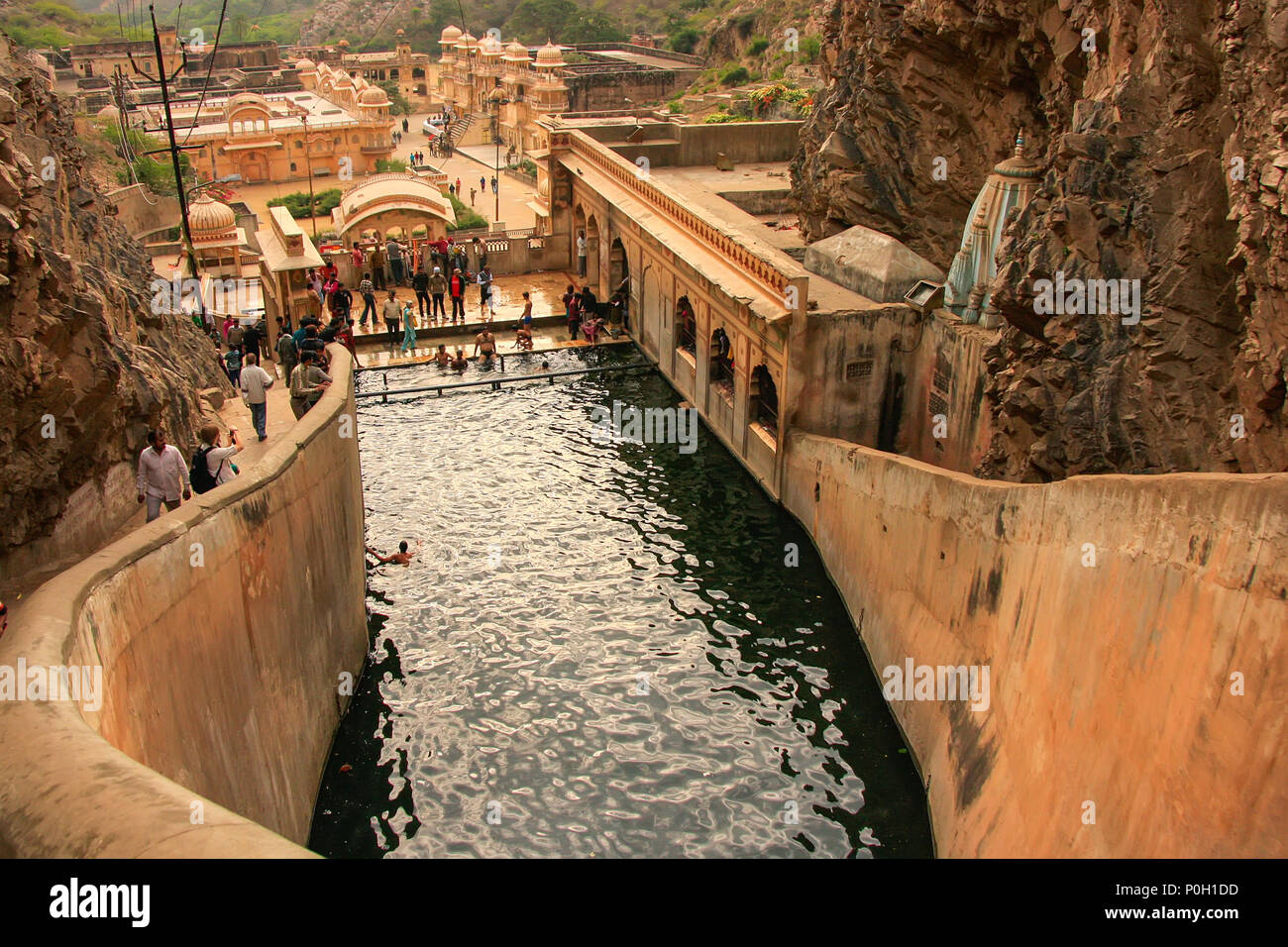 Galtaji Temple near Jaipur, Rajasthan, India. It consists of a series ...