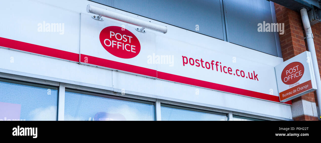 The Post Office sign at the branch in Thornaby,England,UK Stock Photo ...