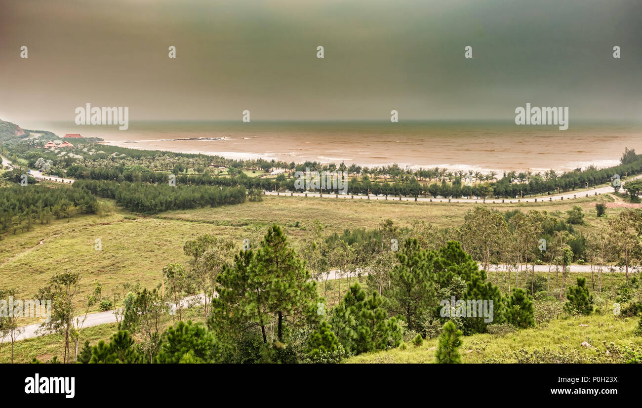 Overlooking the bay and Bai Lu resort in Vinh city, Vietnam. As viewed ...