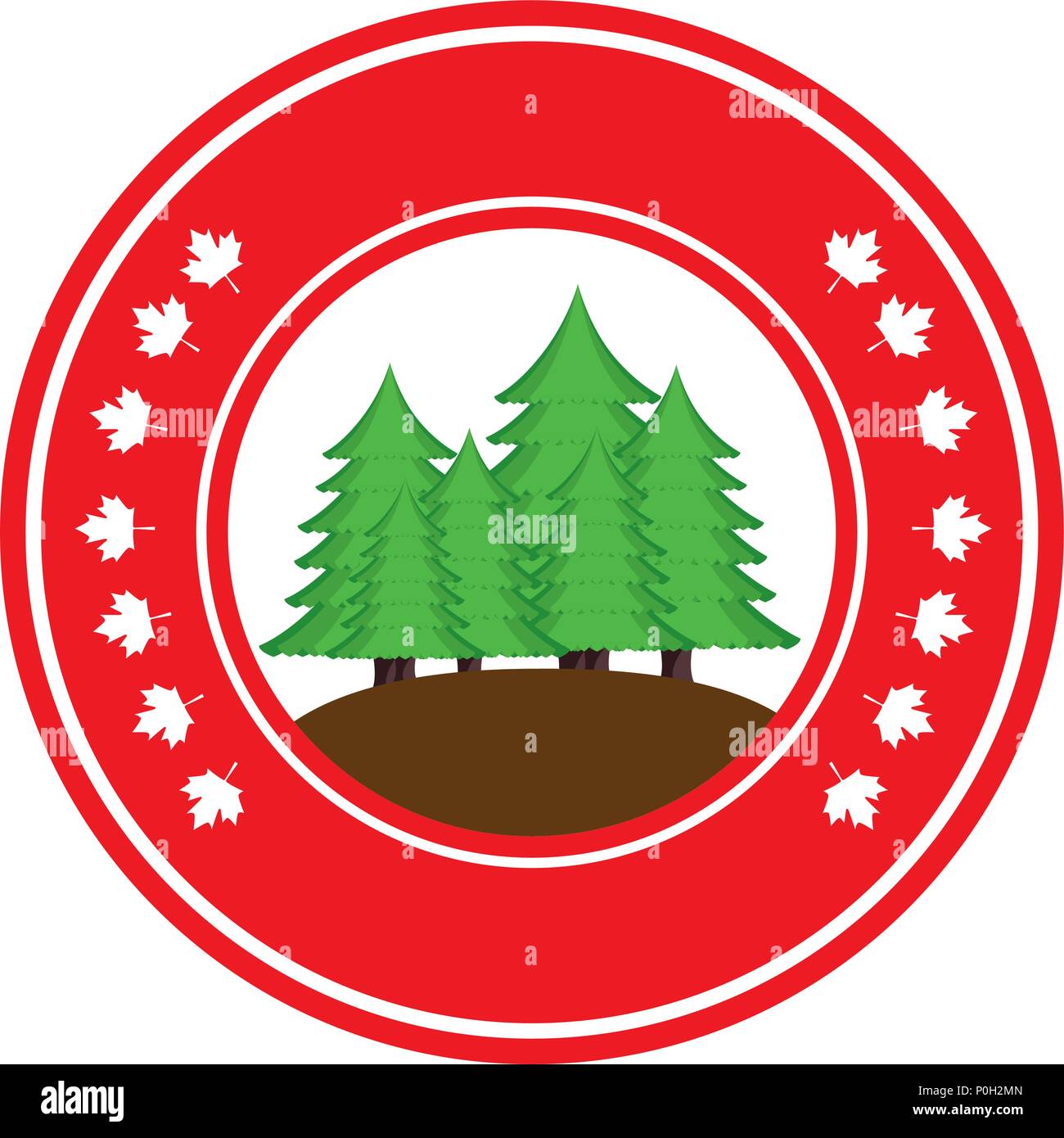 pines trees forest scene seal stamp vector illustration design Stock ...