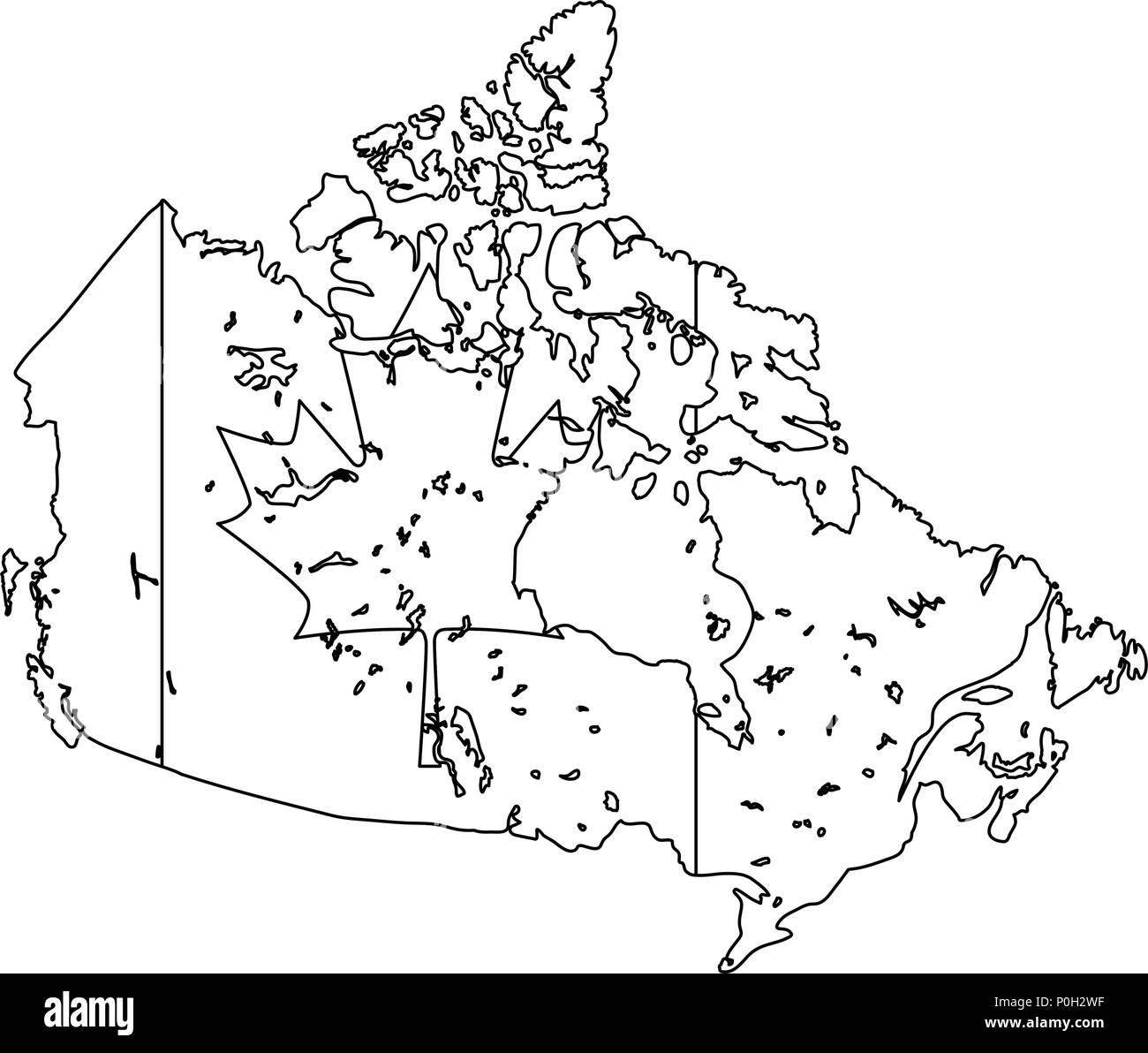 Canadian national flag map Black and White Stock Photos & Images - Alamy