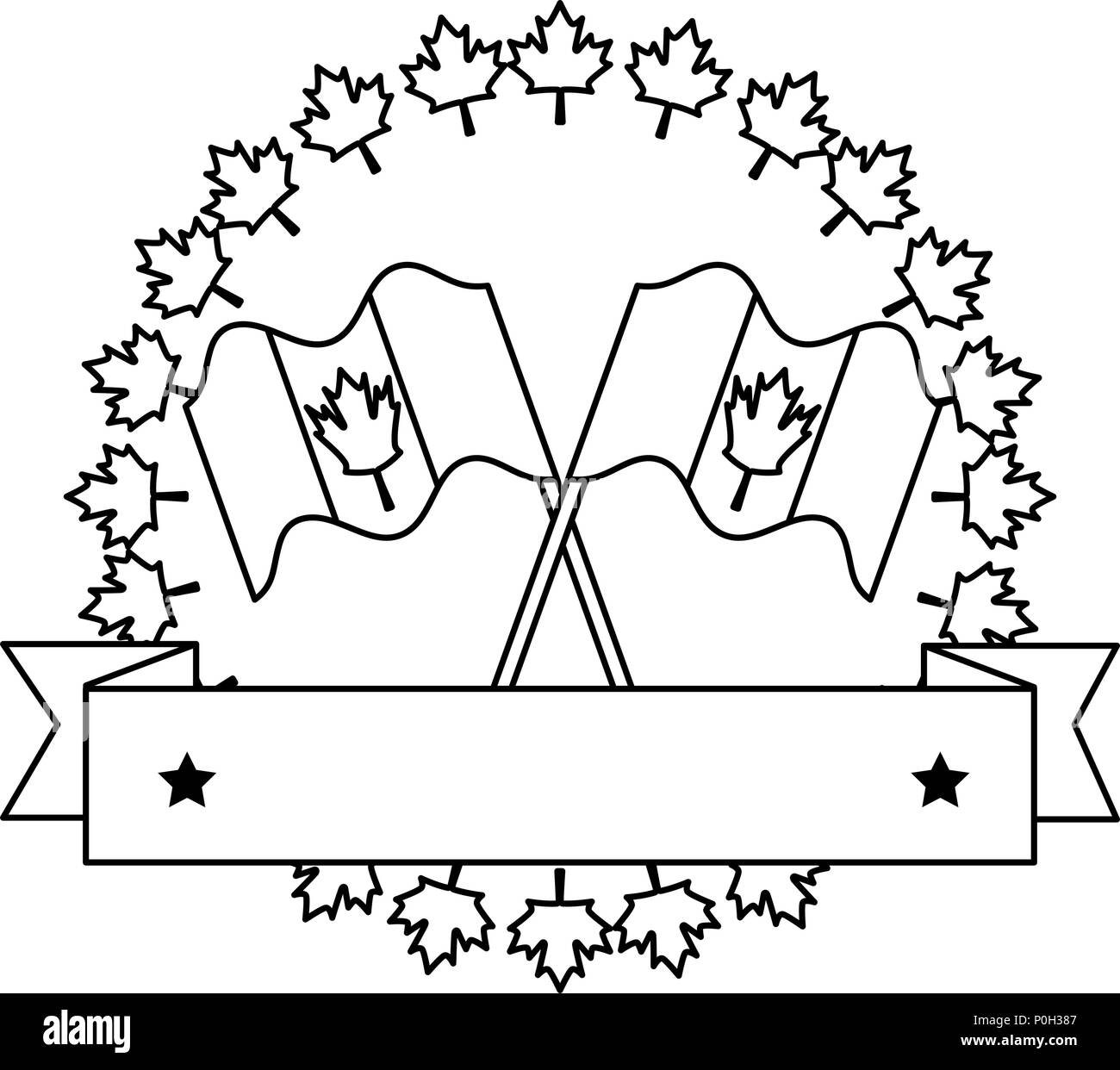 canadian flags crossed icon vector illustration design Stock Vector ...