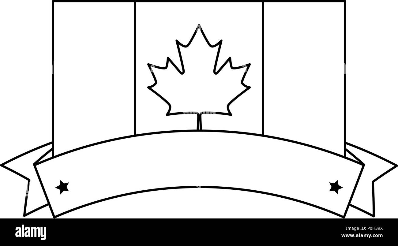 canadian flag with ribbon frame vector illustration design Stock Vector ...