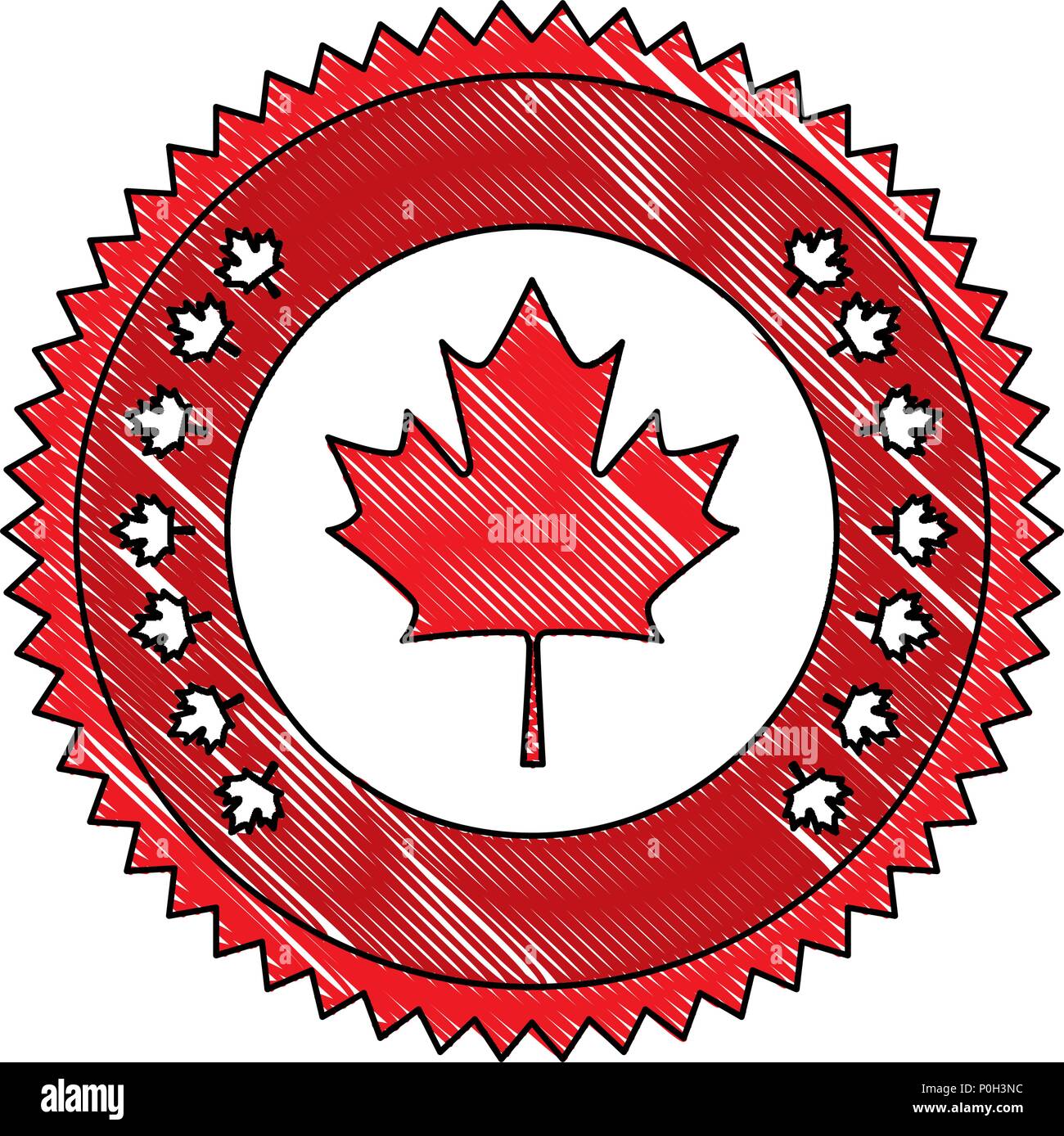 maple leaf seal stamp vector illustration design Stock Vector Image ...