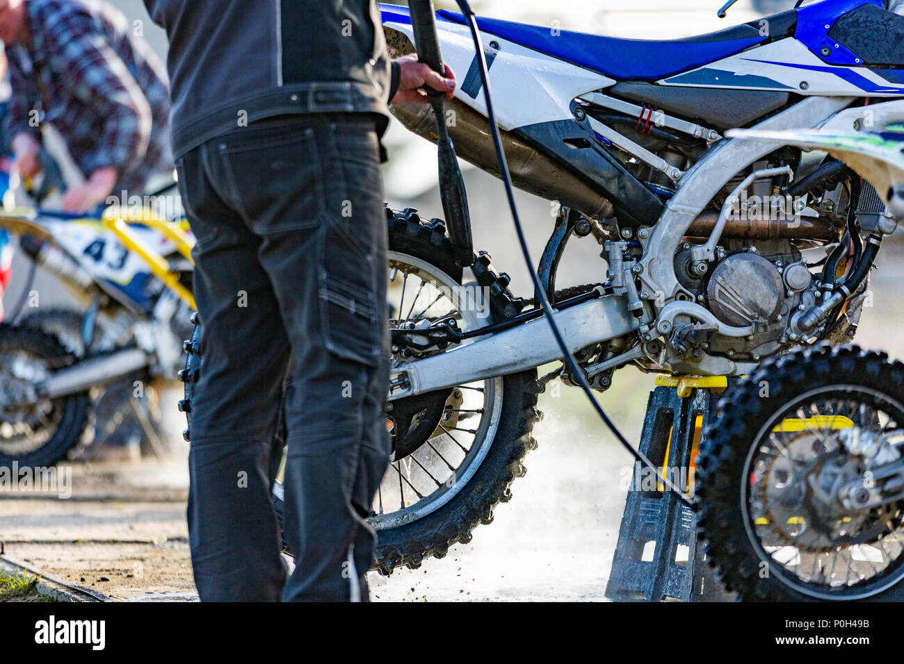 Wipe wheel clean motorcycle hi-res stock photography and images - Alamy