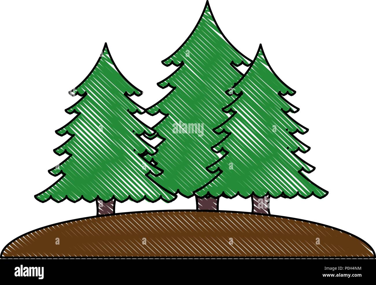 pines trees forest scene vector illustration design Stock Vector Image ...
