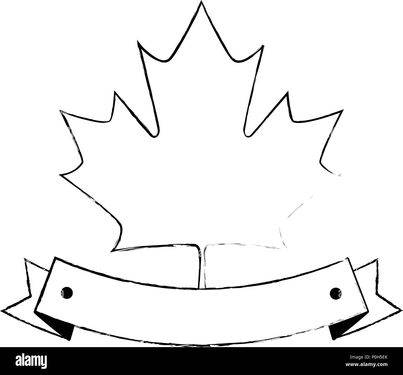 maple leaf with ribbon frame vector illustration design Stock Vector ...