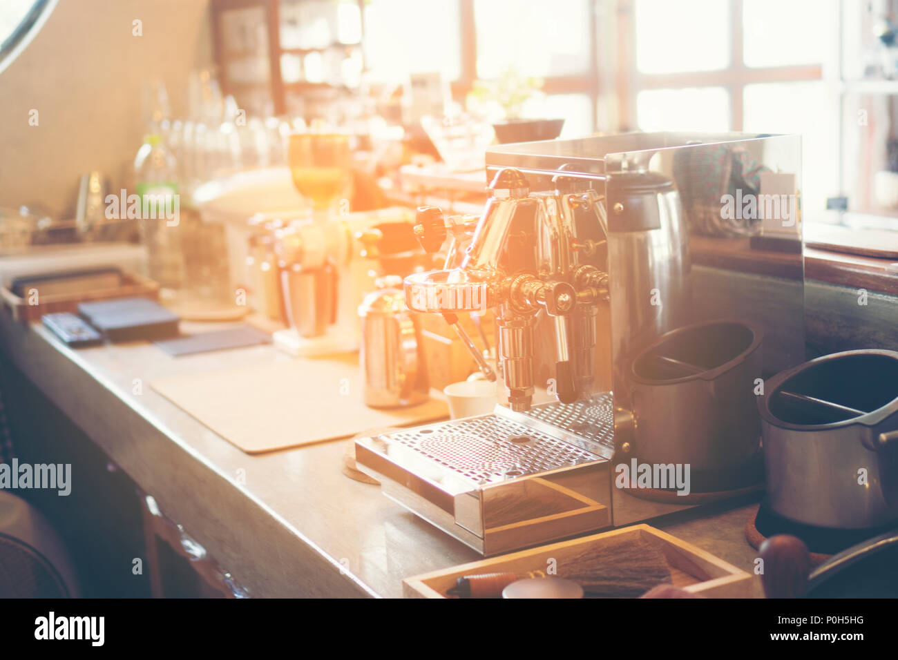 Coffee Maker in Coffee Shop Stock Photo - Alamy