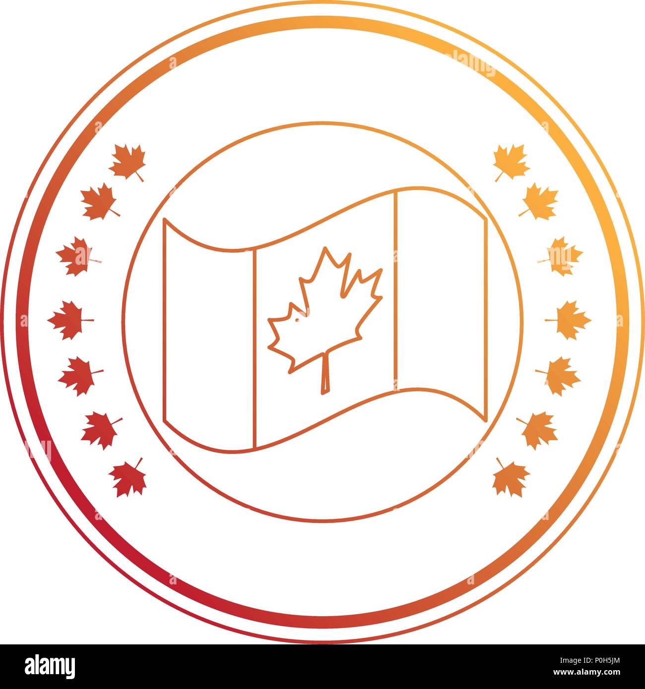 canadian flag seal stamp vector illustration design Stock Vector Image ...