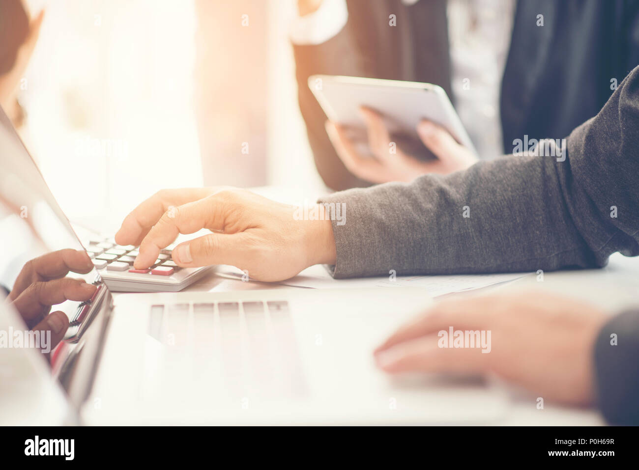 Man Typing Keyboard Laptop Hand.Project Manager Researching Process ...