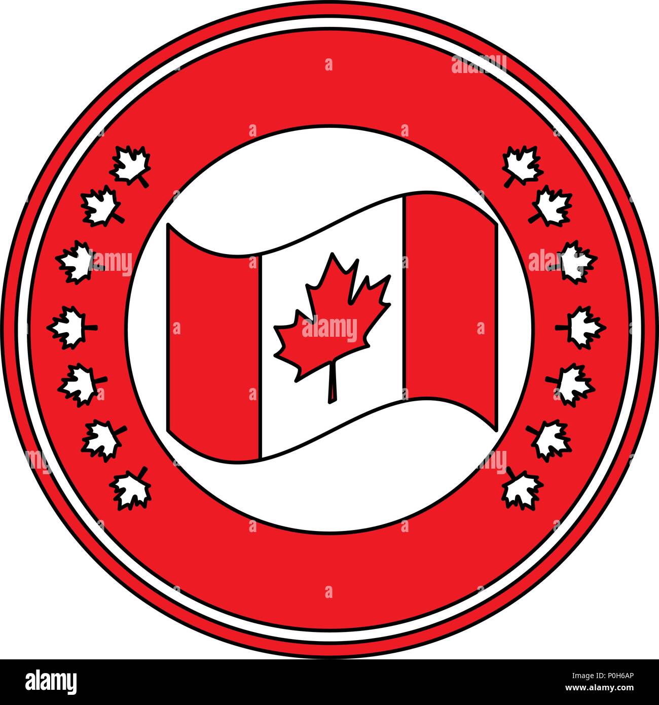 canadian flag seal stamp vector illustration design Stock Vector Image ...