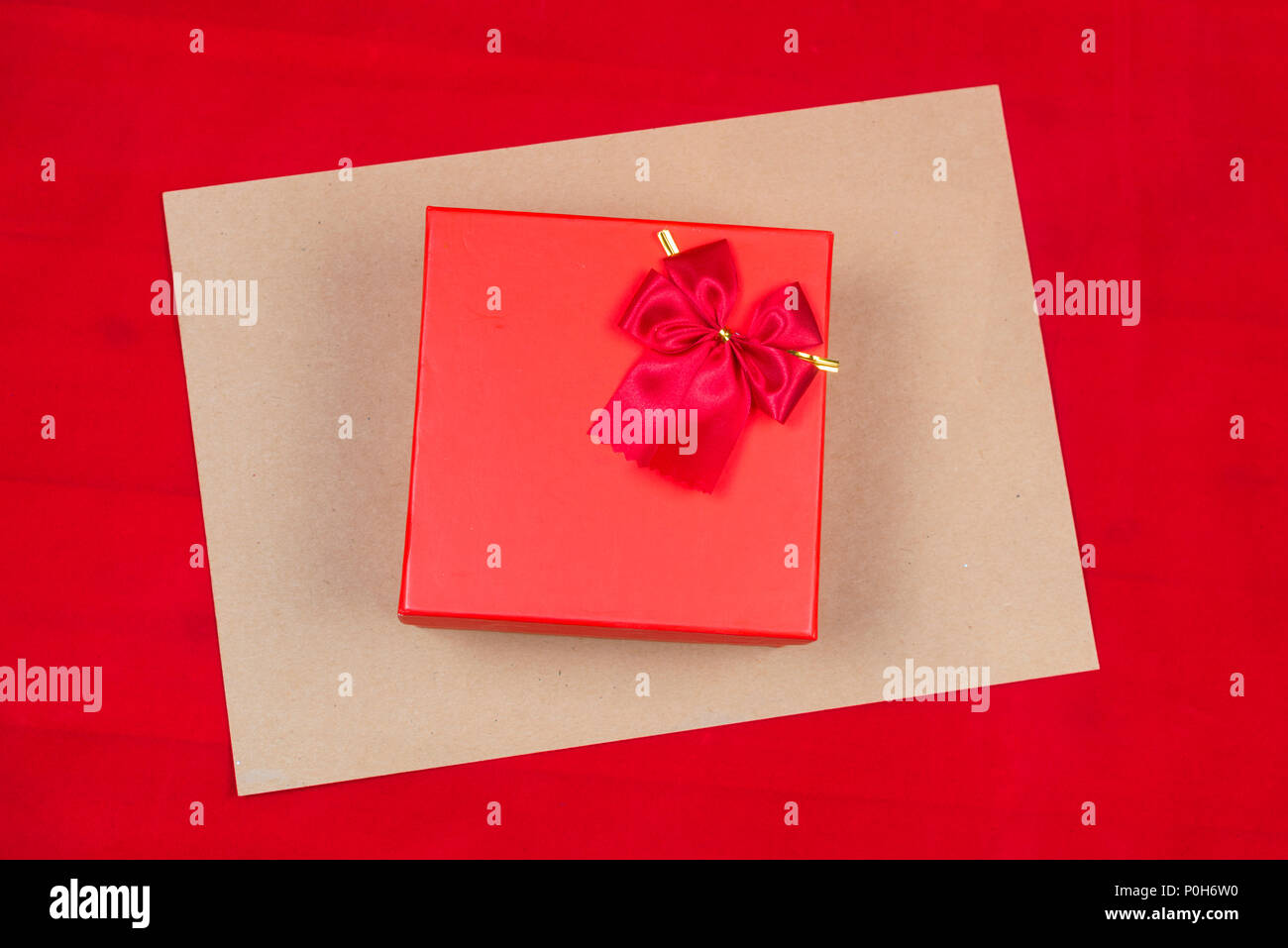 red gift card and box Stock Photo - Alamy