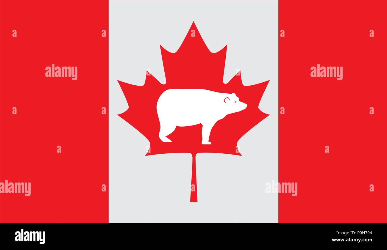 canadian flag with bear grizzly vector illustration design Stock Vector ...