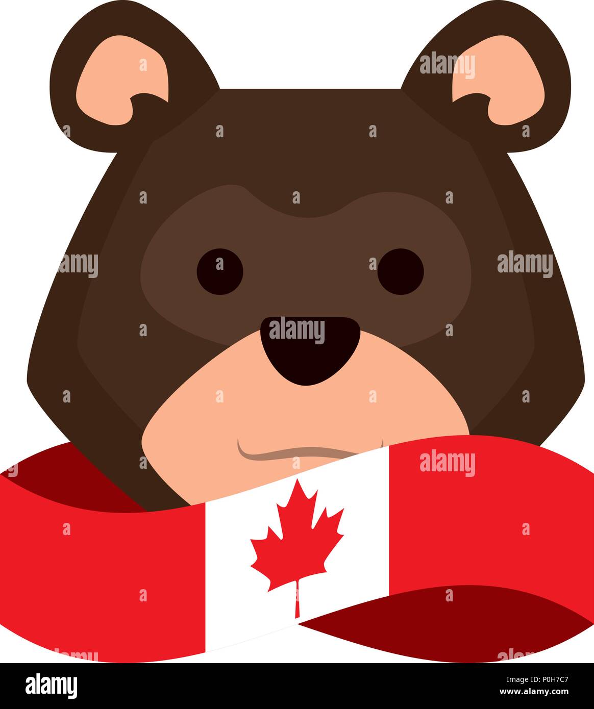 canadian flag with bear grizzly vector illustration design Stock Vector ...