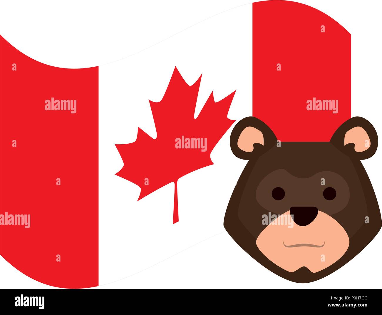 canadian flag with bear grizzly vector illustration design Stock Vector ...